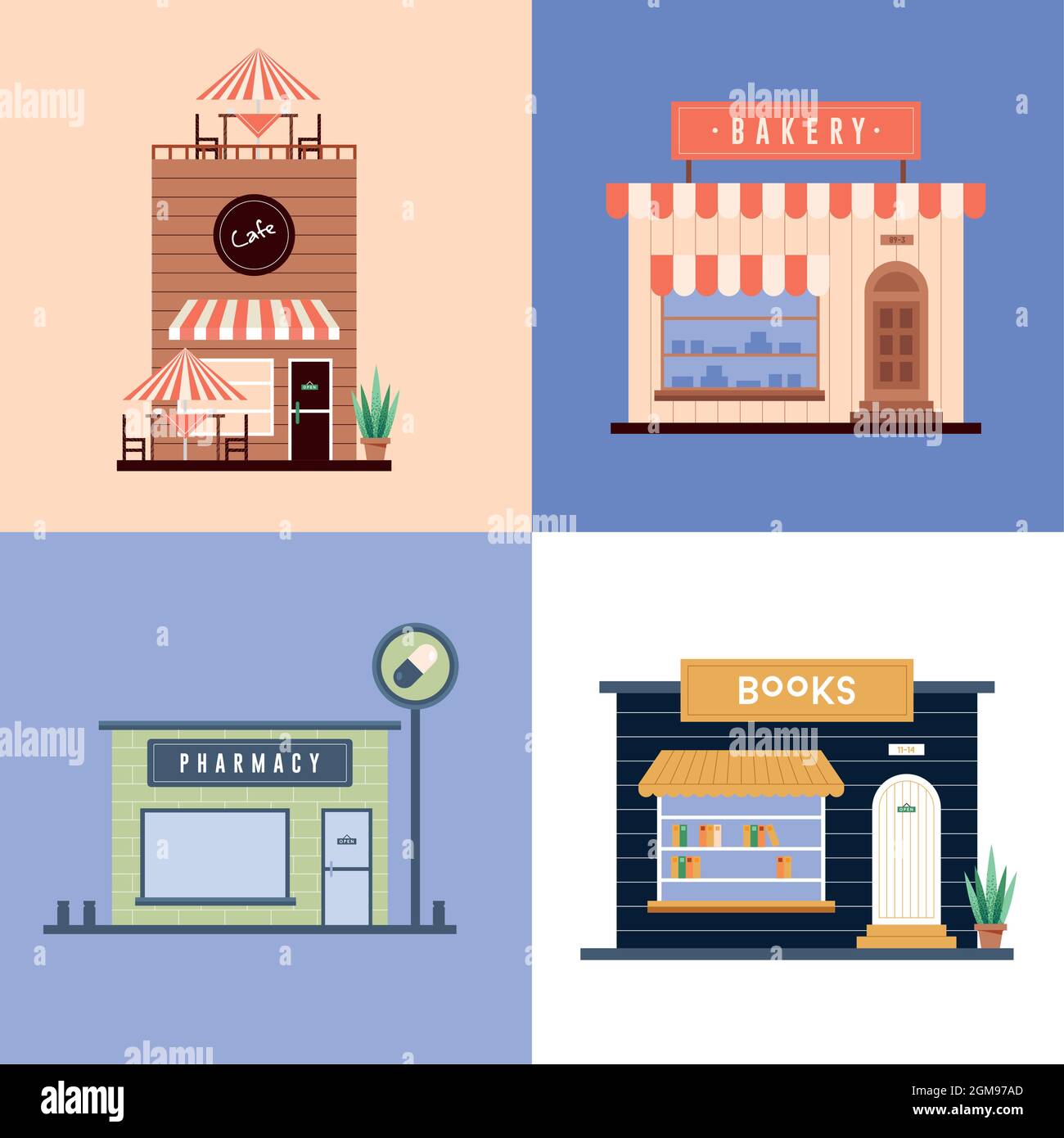 stores icon collection in frames background Stock Vector Image & Art ...