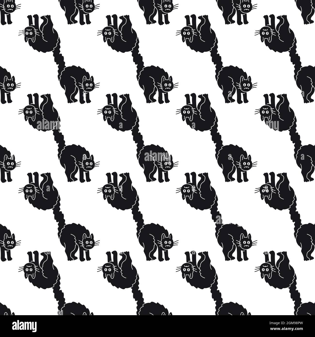 Scary black cat pattern seamless background texture repeat wallpaper ...