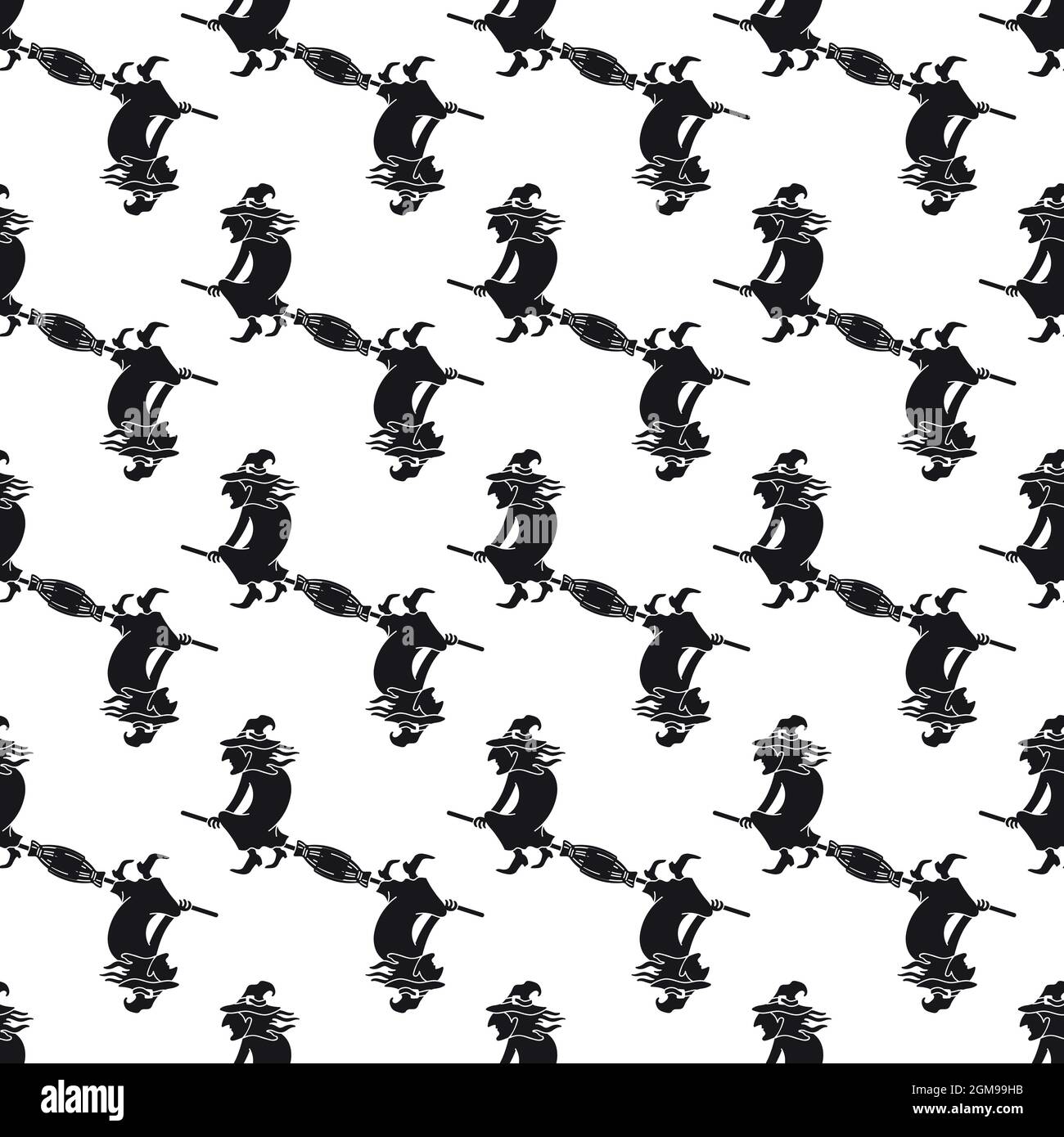 Witch on broom pattern seamless background texture repeat wallpaper ...