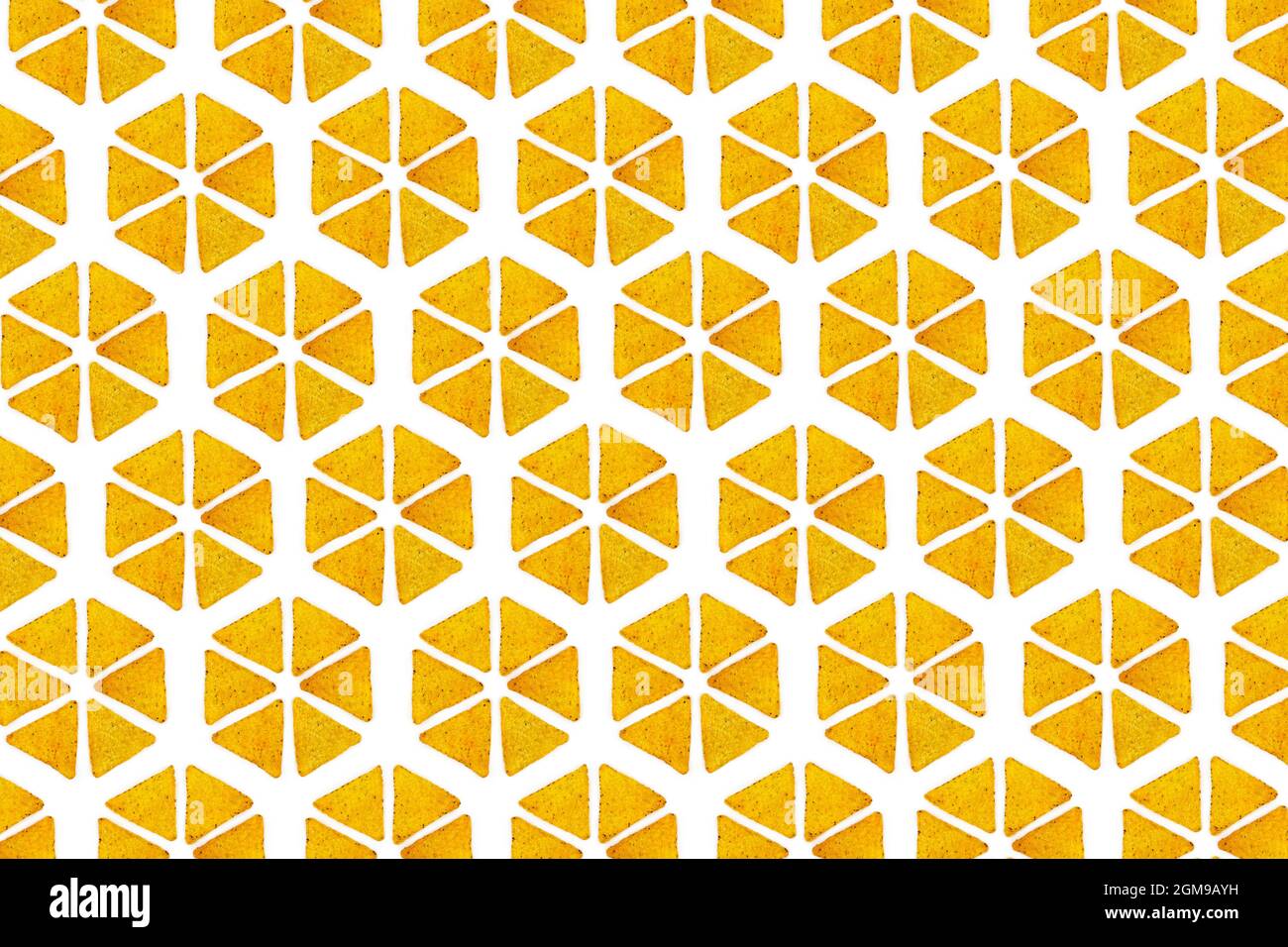 Nachos Mexican chips pattern on white background. Tortilla crisps ...