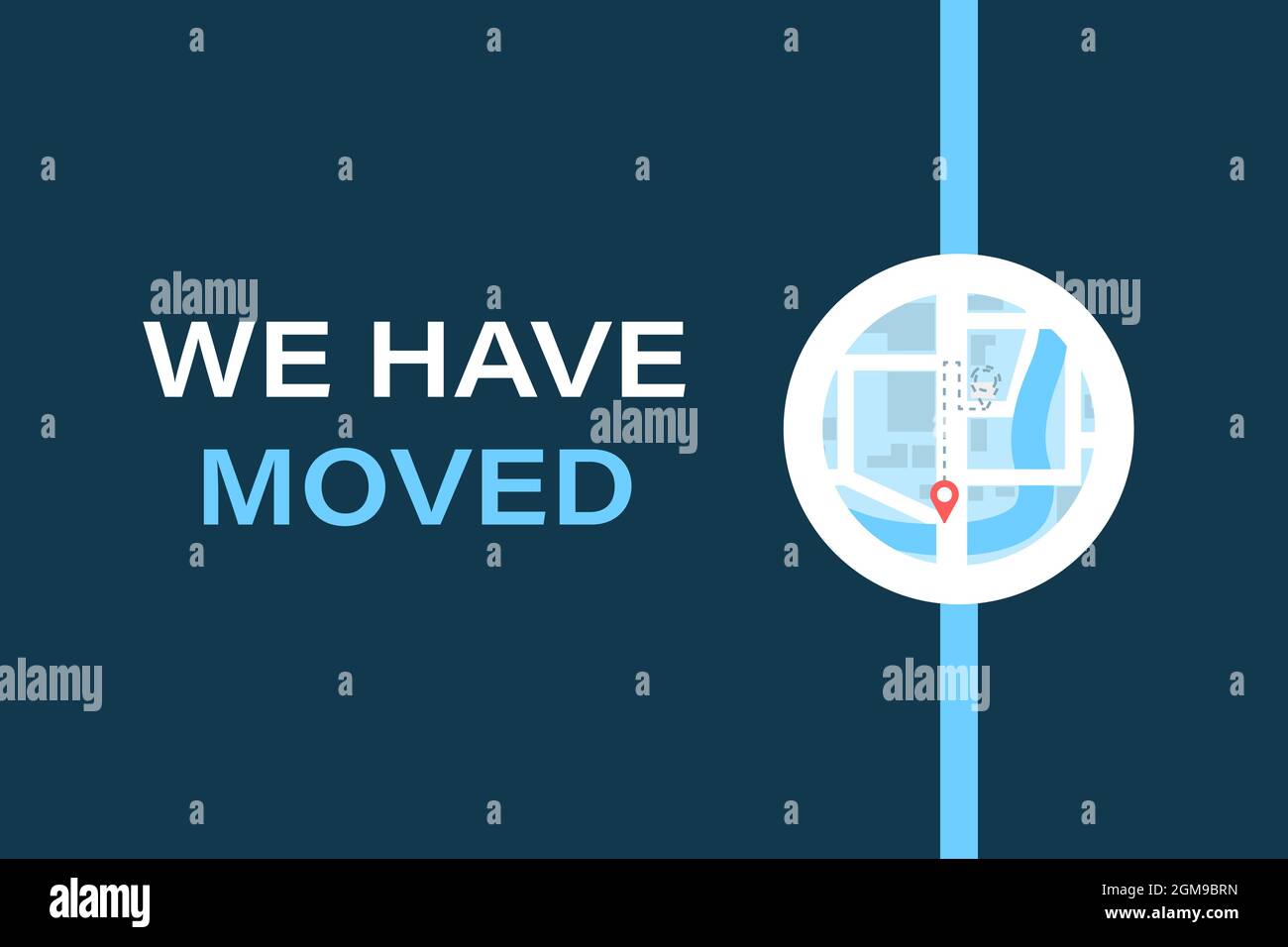 Point on Map. We Have Moved Banner Stock Vector Image & Art - Alamy