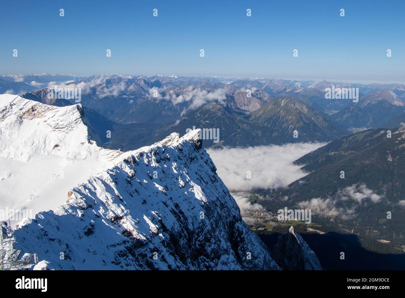 Zugspitze snow view from the top germany Stock Photo - Alamy