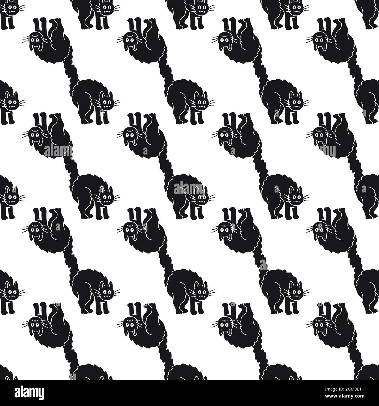 Scary black cat pattern seamless background texture repeat wallpaper ...