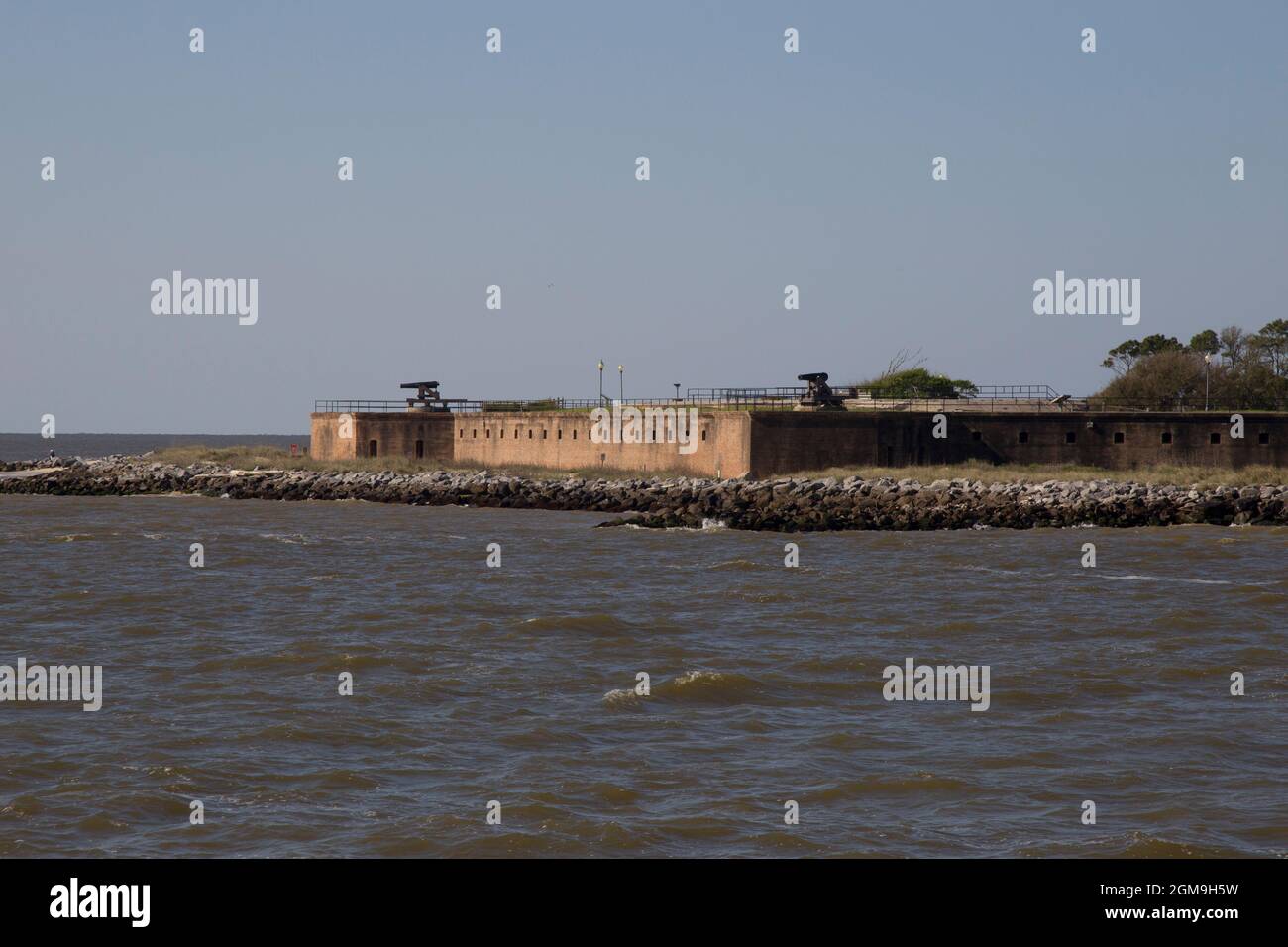 View of Civil War Fort Gaines from ferry. The fort is one of the most ...