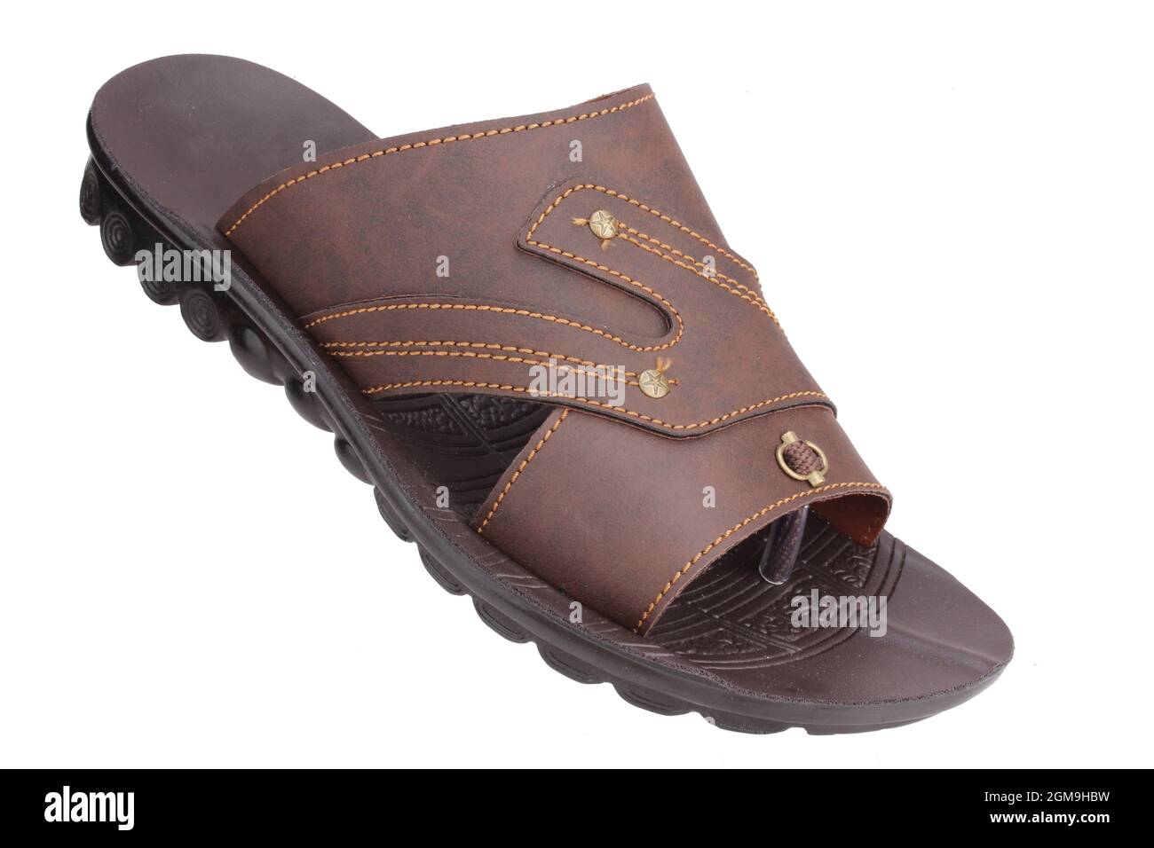 Single Leather Slipper Isolated on White Background with Clipping Path ...