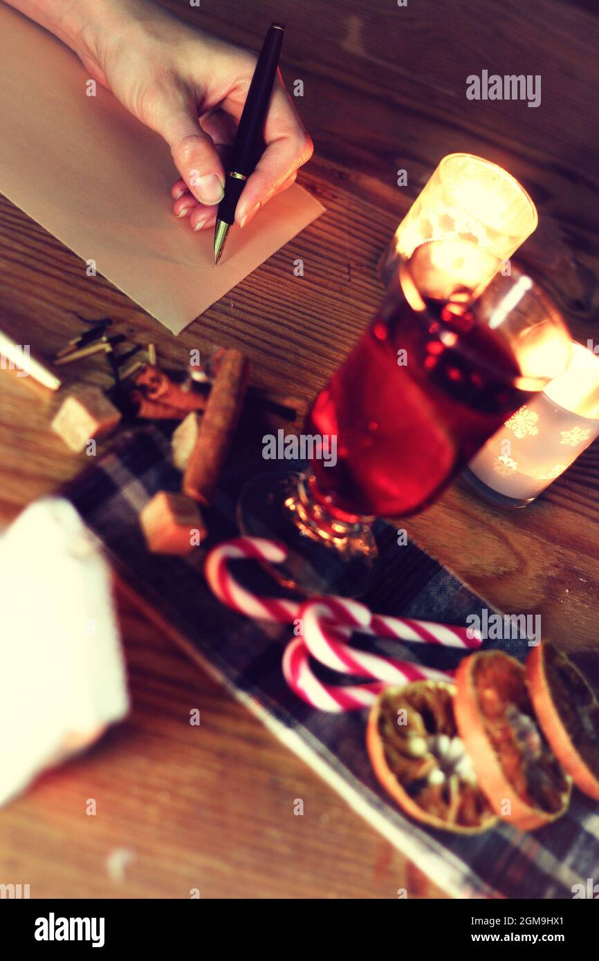 christmas hand writing story Stock Photo - Alamy