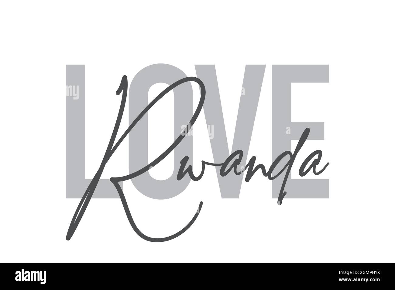 Modern, simple, minimal typographic design of a saying "Love Rwanda" in ...