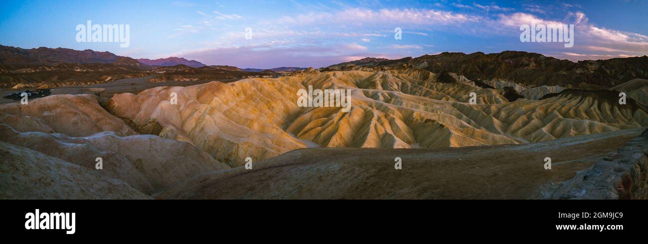 Zabriskie point sunset, panorama. One of the most popular spots in ...