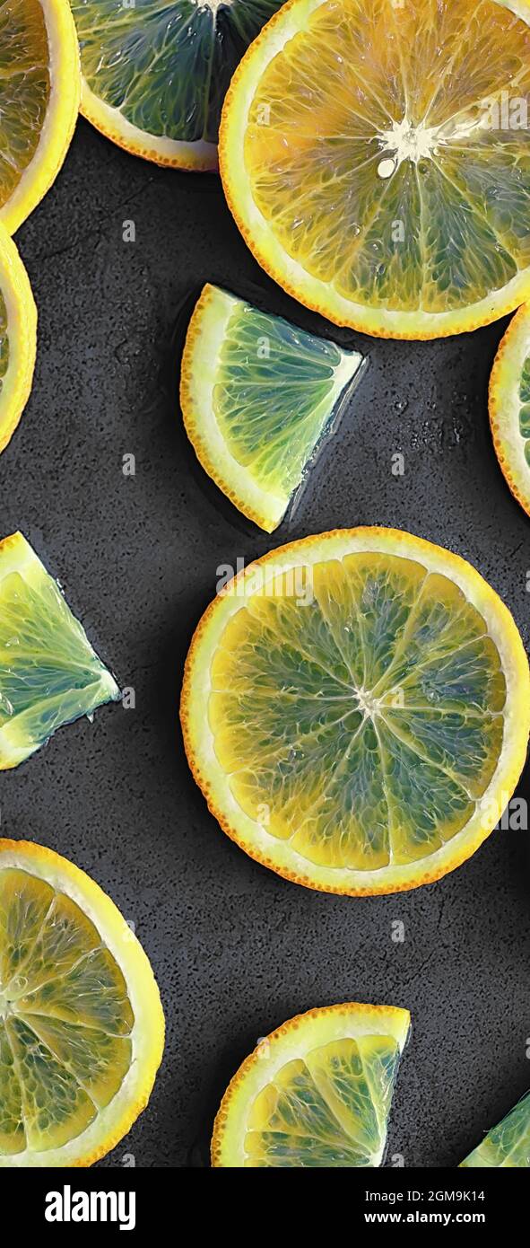 Orange citrus fruit on stone table. Orange background Stock Photo - Alamy