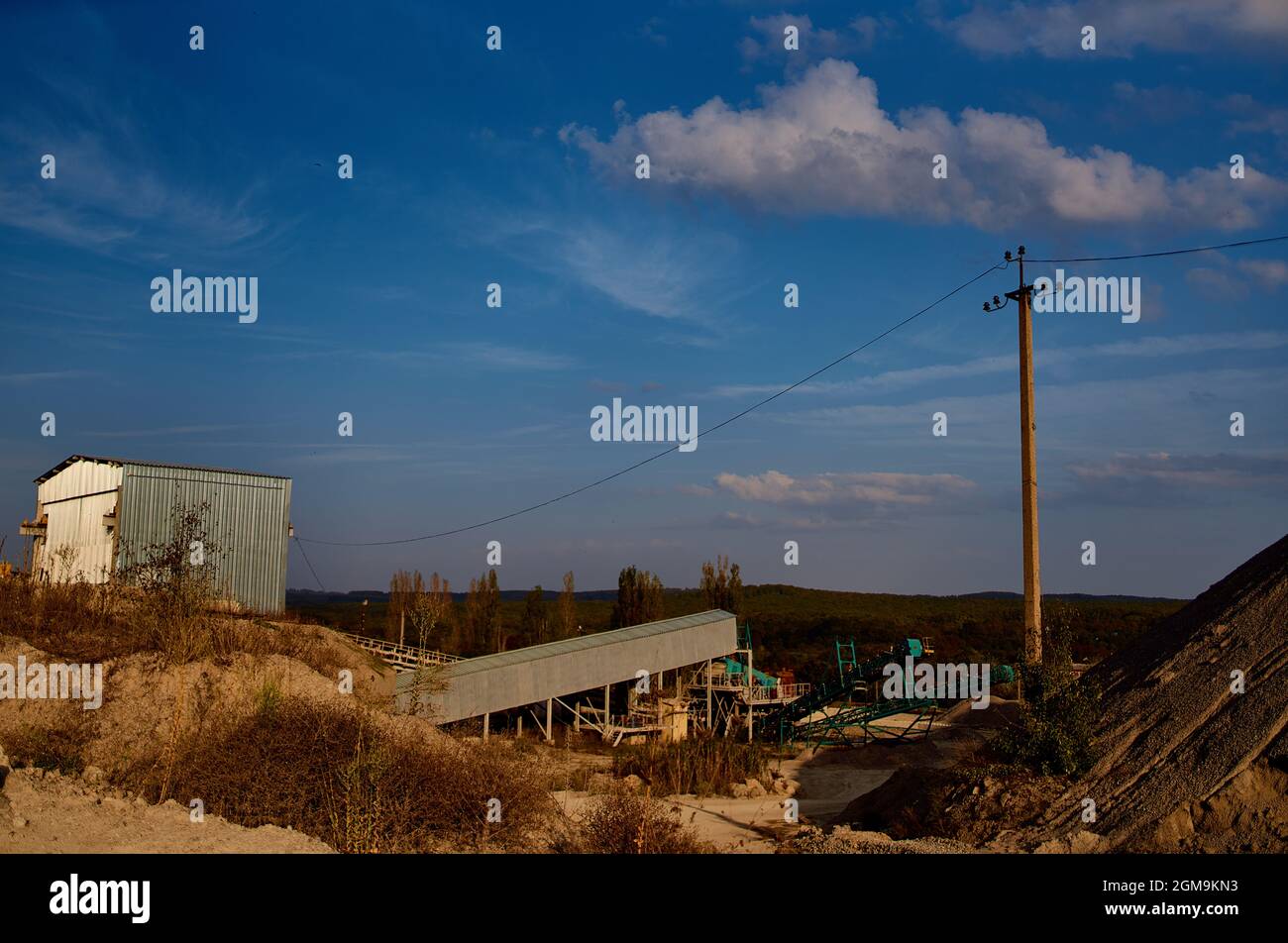 construction geology sand work excavator industry Stock Photo - Alamy