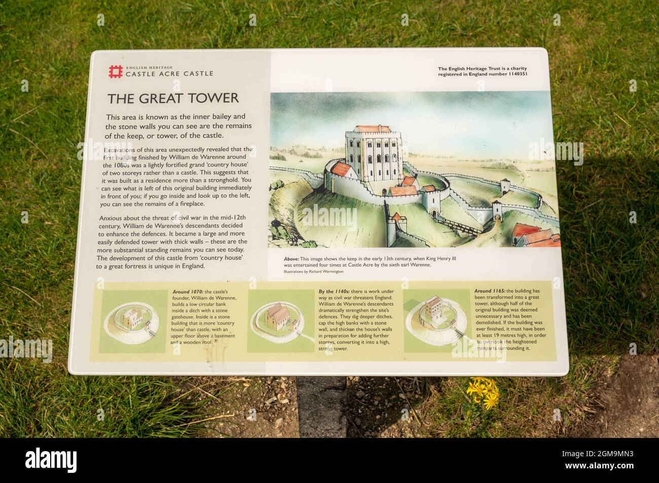 Castle Acre plaque showing how the castle was and infomation on the ...