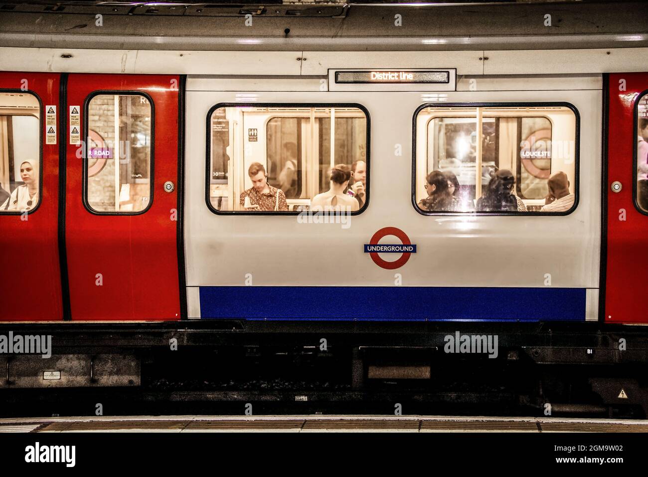 7 - 2 - 2019 London UK - Underground train in tunnel in London ...