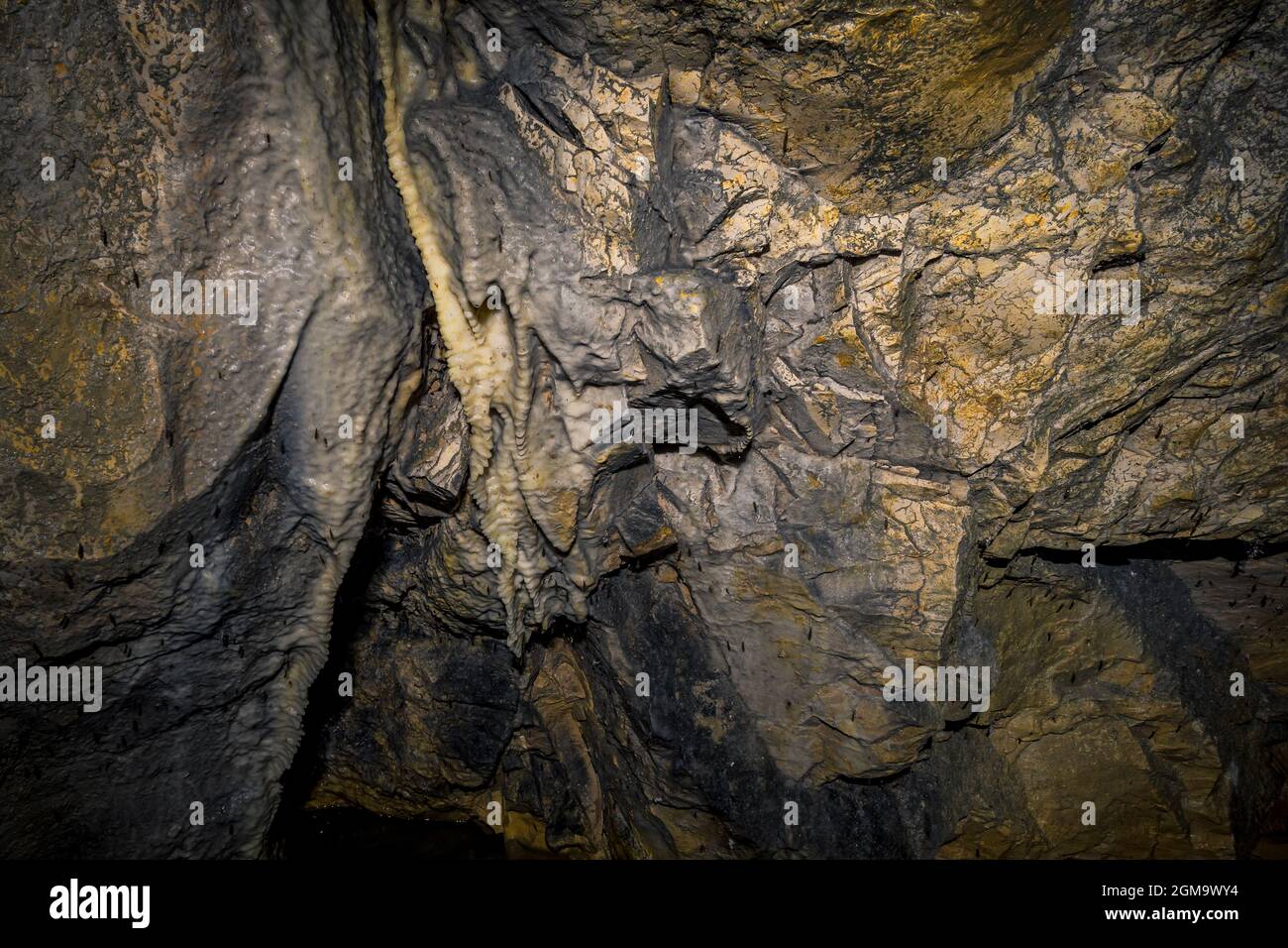An old abandoned mining facility an ore mine tunnel system underground ...