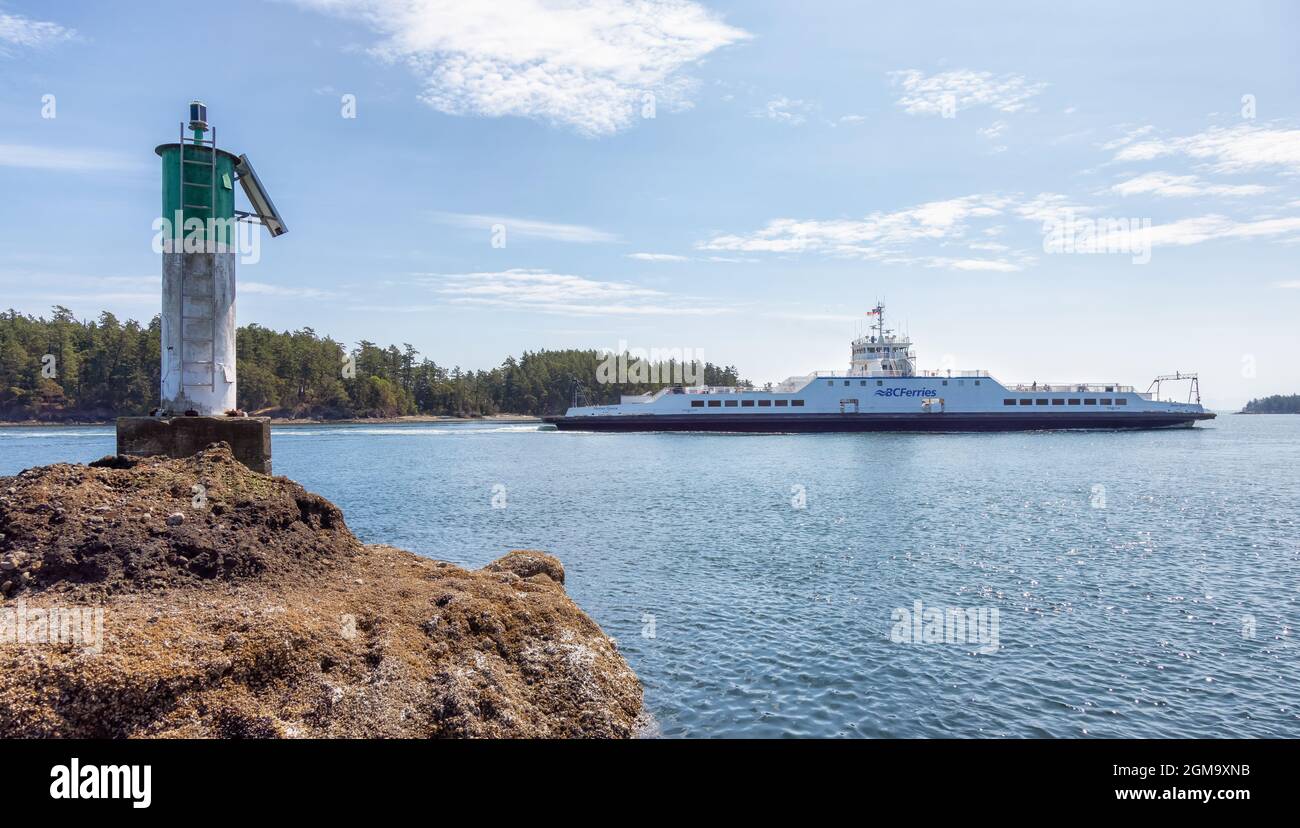 BC Ferries Boat Leaving the Terminal in Swartz Bay during sunny summer ...