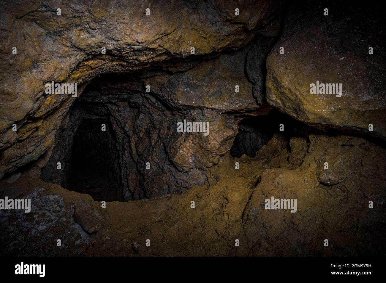 An old abandoned mining facility an ore mine tunnel system underground ...