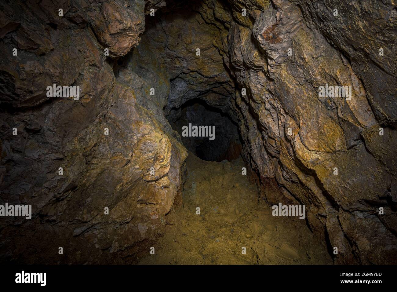 An old abandoned mining facility an ore mine tunnel system underground ...