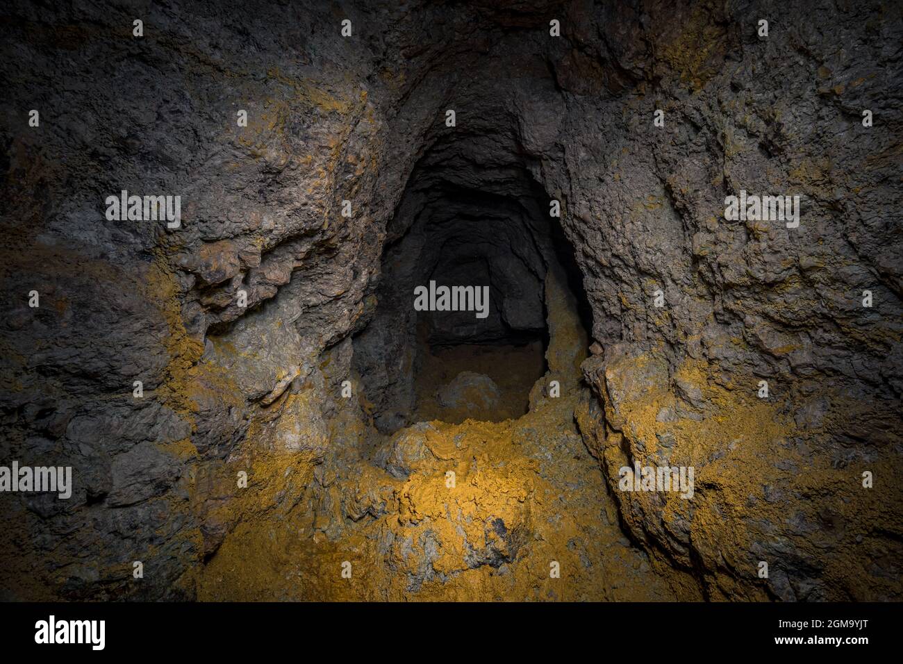 An old abandoned mining facility an ore mine tunnel system underground ...