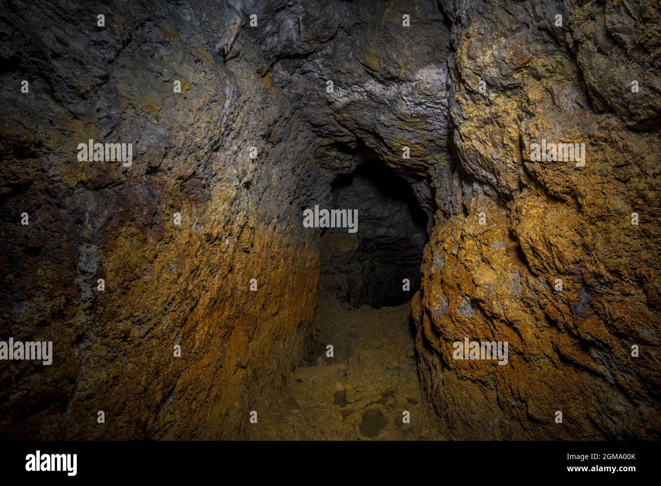 An old abandoned mining facility an ore mine tunnel system underground ...