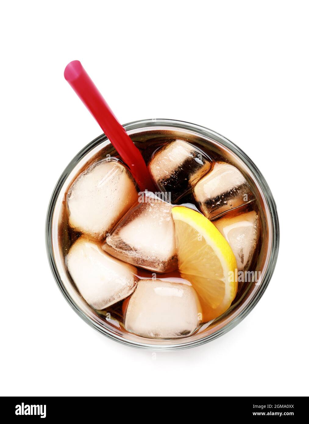 Cold cola in glass on white background Stock Photo - Alamy