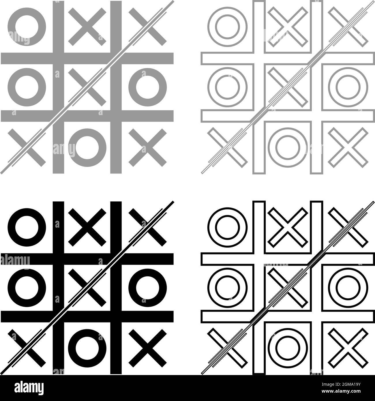 Tic tac toe set icon grey black color vector illustration flat style ...
