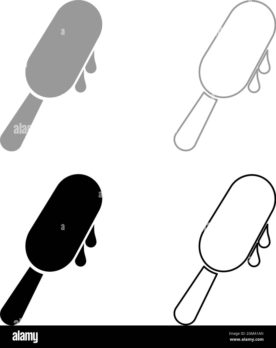 Popsicle Ice lolly Ice cream on stick set icon grey black color vector ...