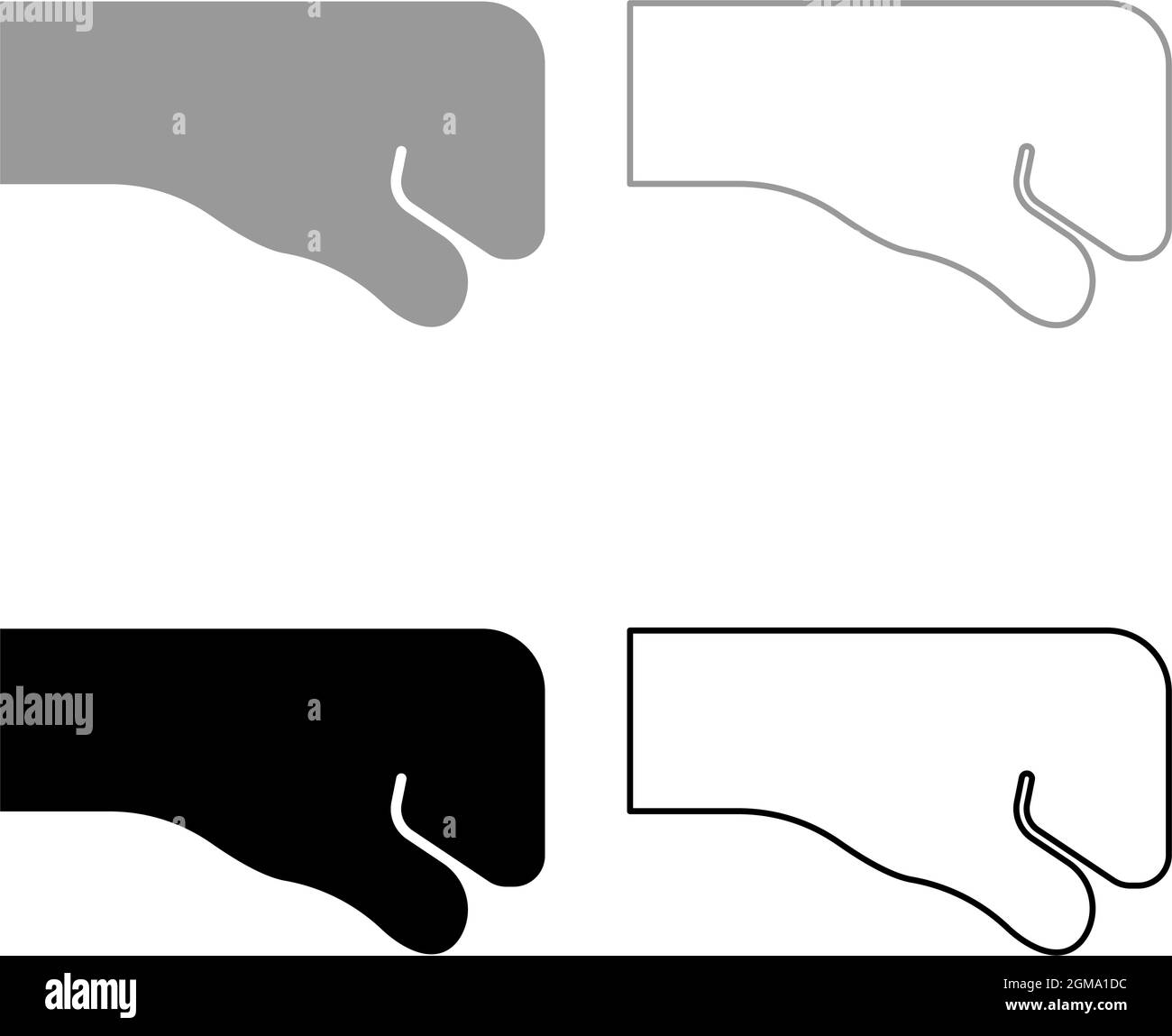 Fist set icon grey black color vector illustration flat style simple ...