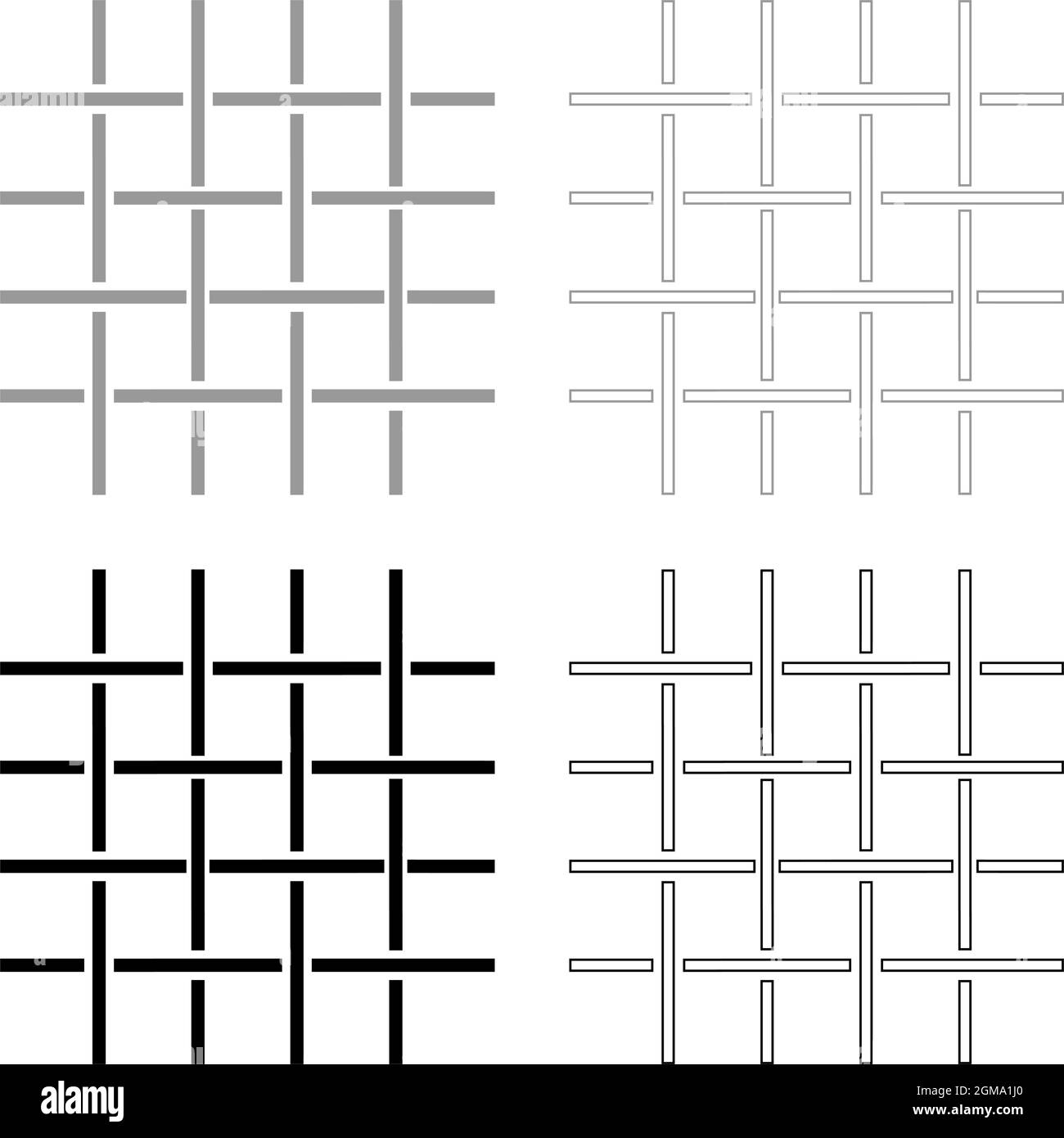 Fabric fibers Grid Cloth textile set icon grey black color vector ...