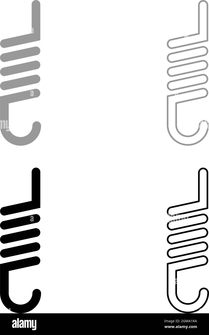 Spring with crochet spiral shape set icon grey black color vector ...