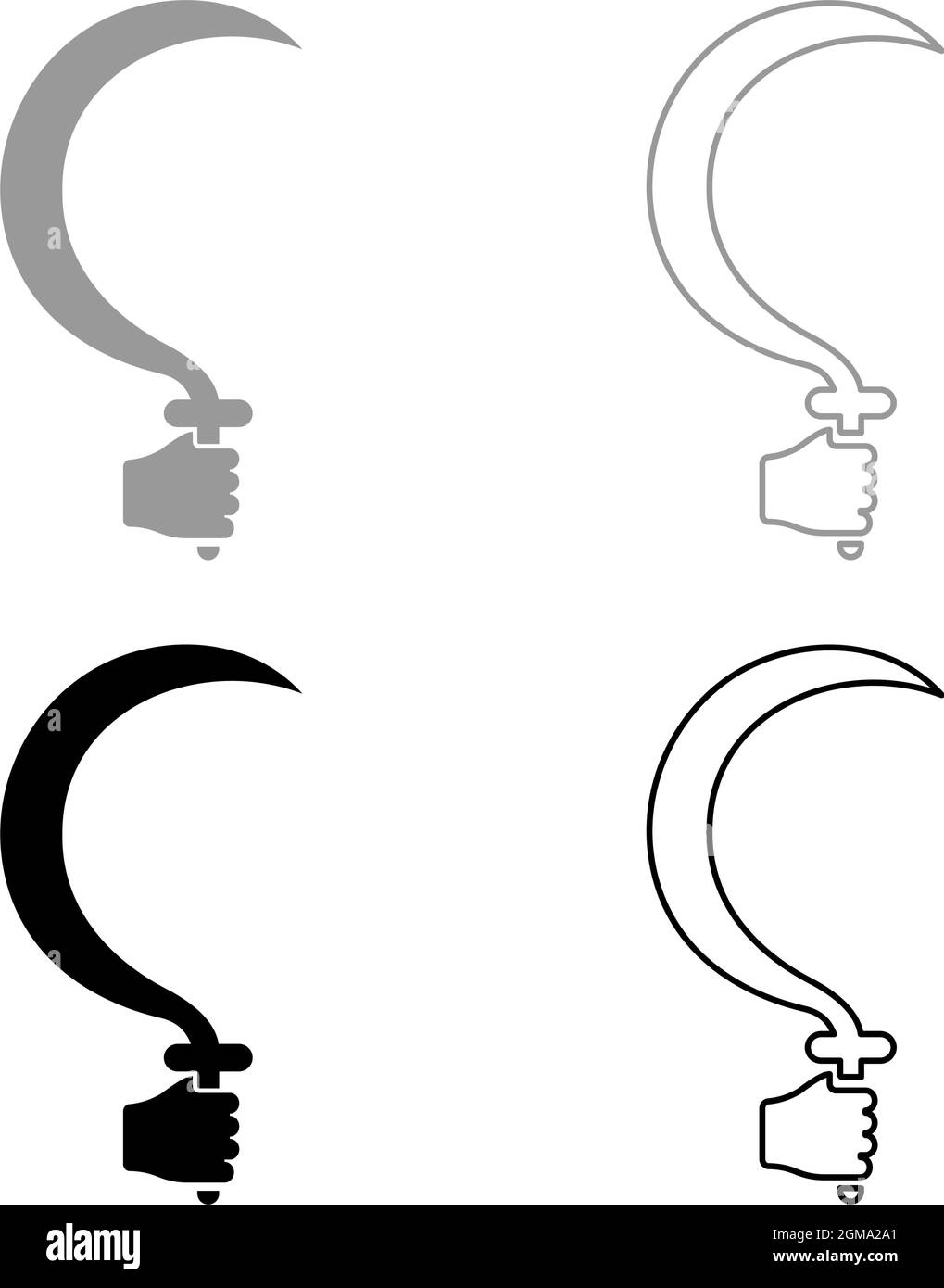 Sickle in hand in use Arm holding Crescent agriculture tool harvest ...