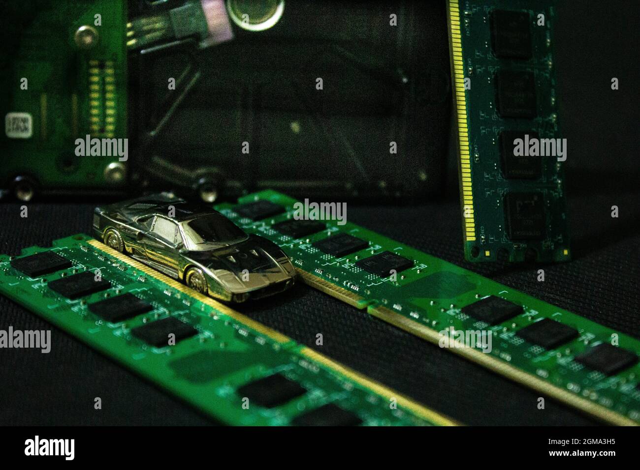 silver car racing for the future. Technology race in silicon valley ...