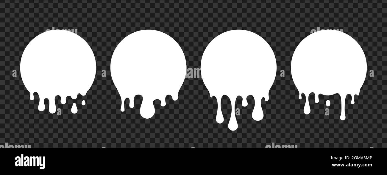 Melt cream stickers. Circle drop milk logo. Paint white vector flows ...