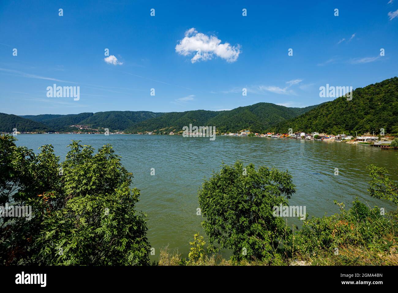 The Danube River with the big boilers between Romania and Serbia Stock ...