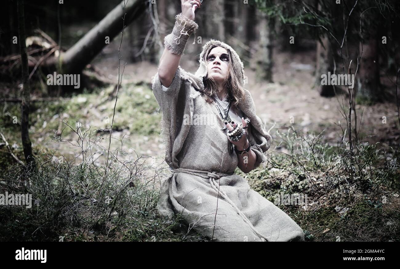 Fairy magician. A sorcerer with a glass sphere, a magical spell and a ...