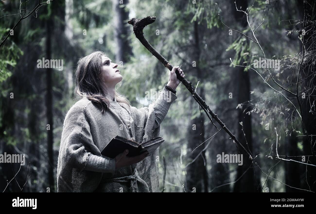 Fairy magician. A sorcerer with a glass sphere, a magical spell and a ...