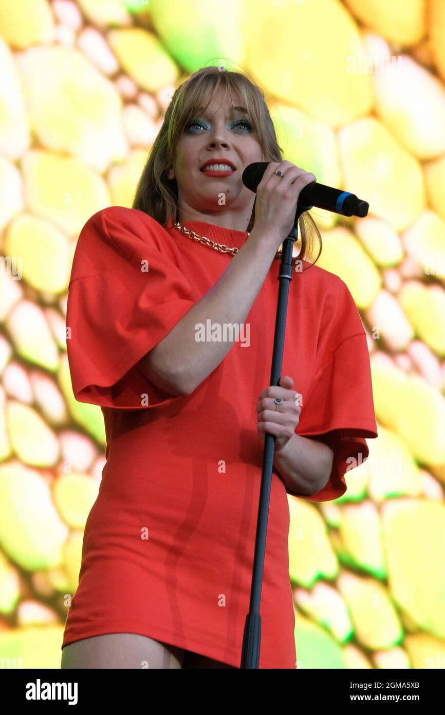 September 17th 2021 Becky Hill performing live on stage, Newport, IOW ...