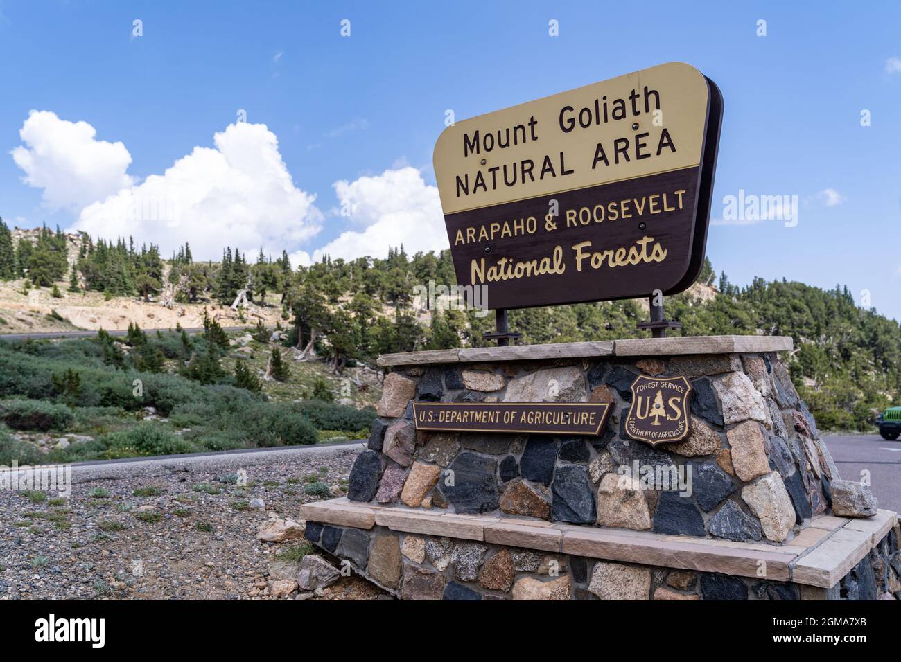 Colorado, USA - July 29, 2021: Sign for the Mount Goliath Natural Area ...