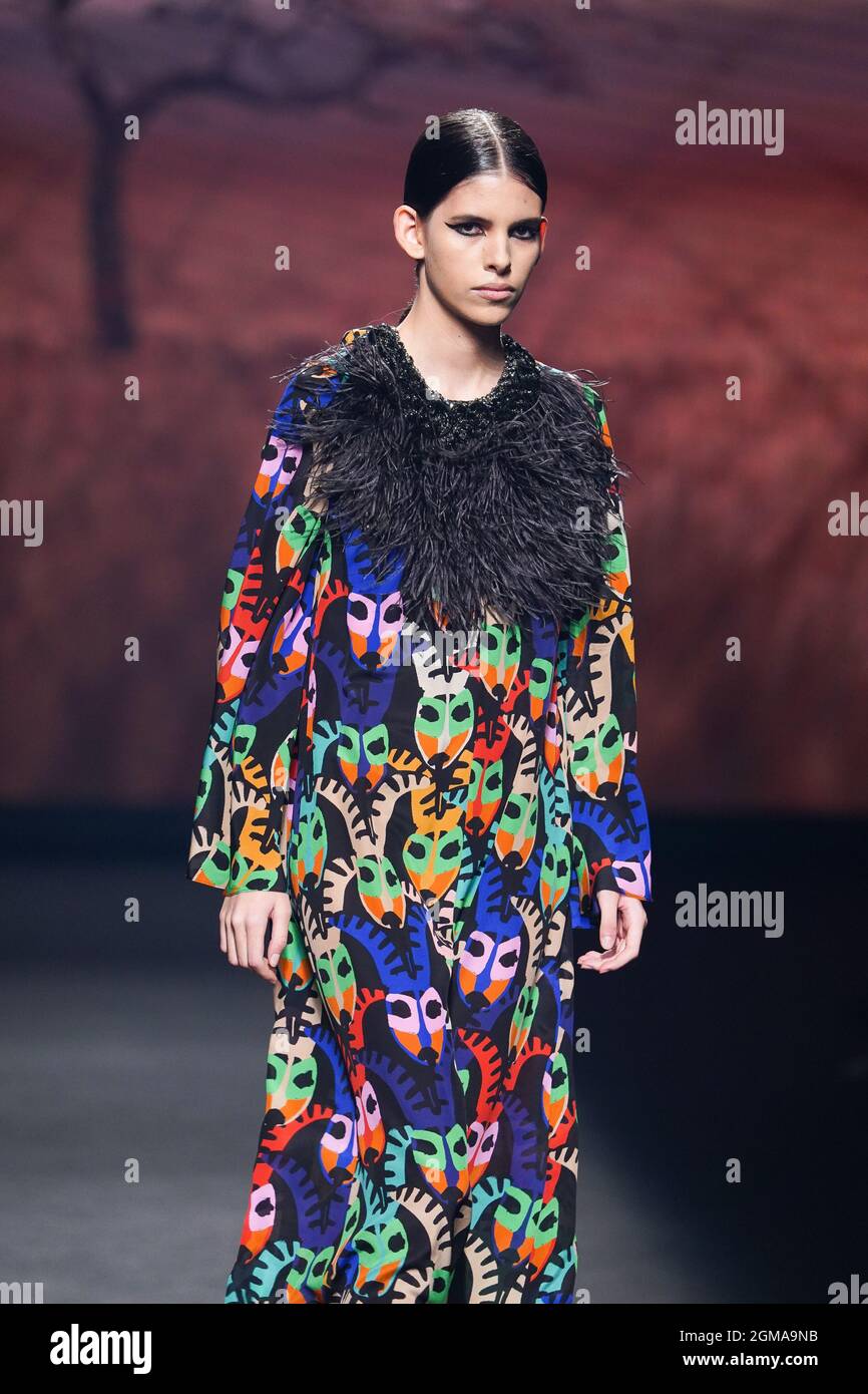 Madrid, Spain. 17th Sep, 2021. A model walks the runway at the Lola Pertegaz fashion show during ...
