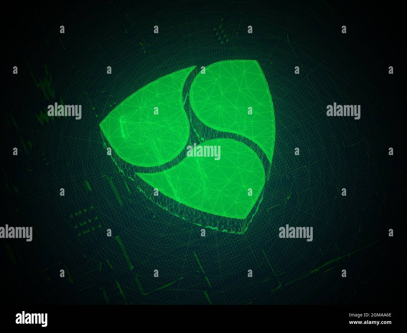 3D rendering of a green cryptocurrency in a cyberspace Stock Photo - Alamy