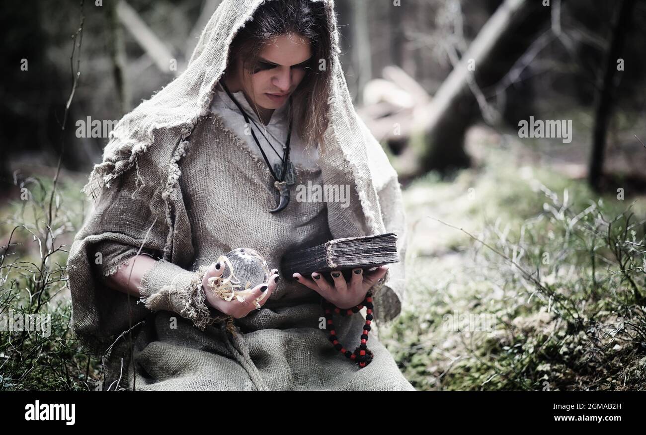 Fairy magician. A sorcerer with a glass sphere, a magical spell and a ...