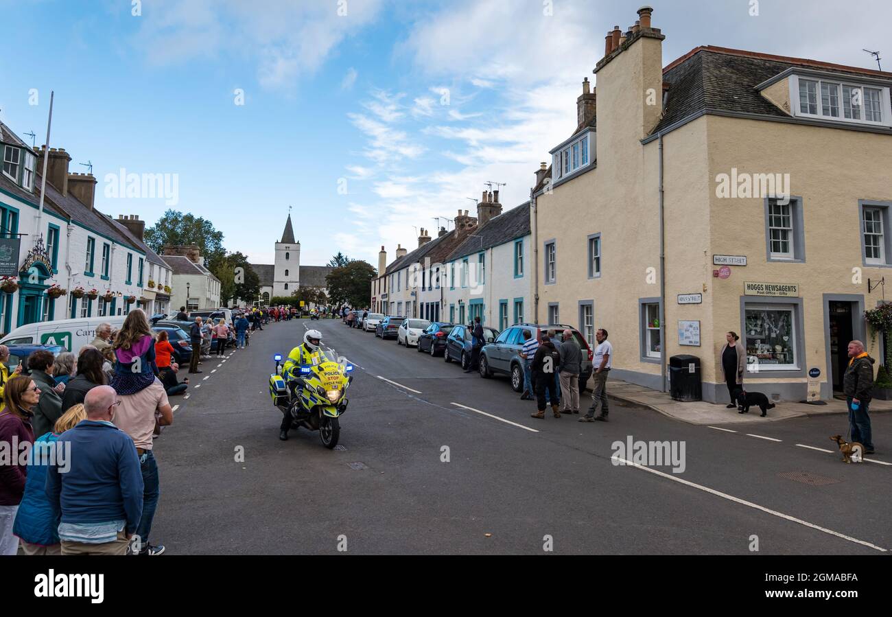 A J Bell Tour of Britain cycling race police motorbikes pass through ...