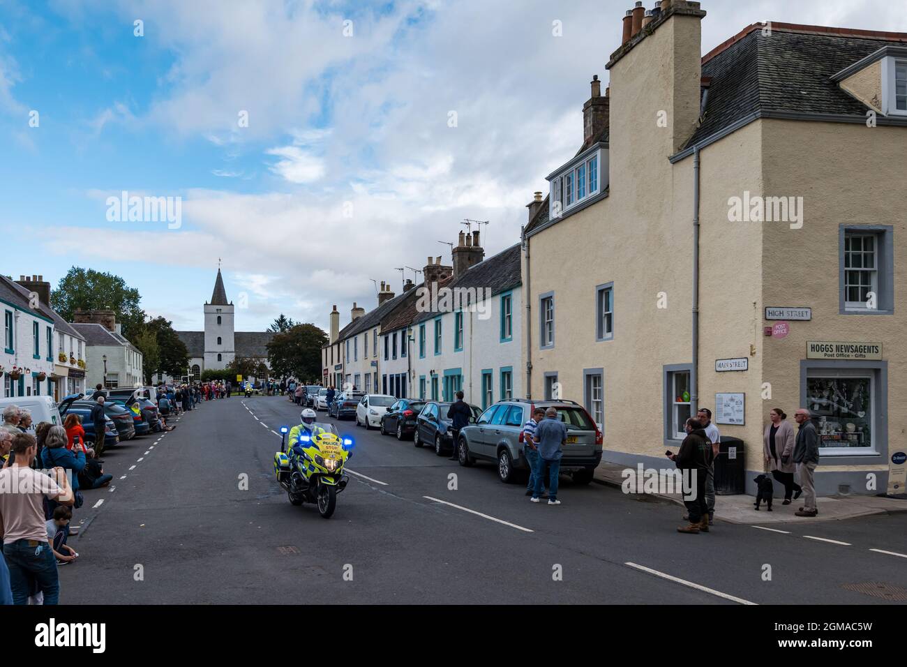 A J Bell Tour of Britain cycling race police motorbikes pass through ...