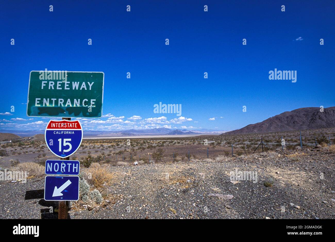 Freeway entrance sign, Interstate 15 North, California, USA Stock Photo ...