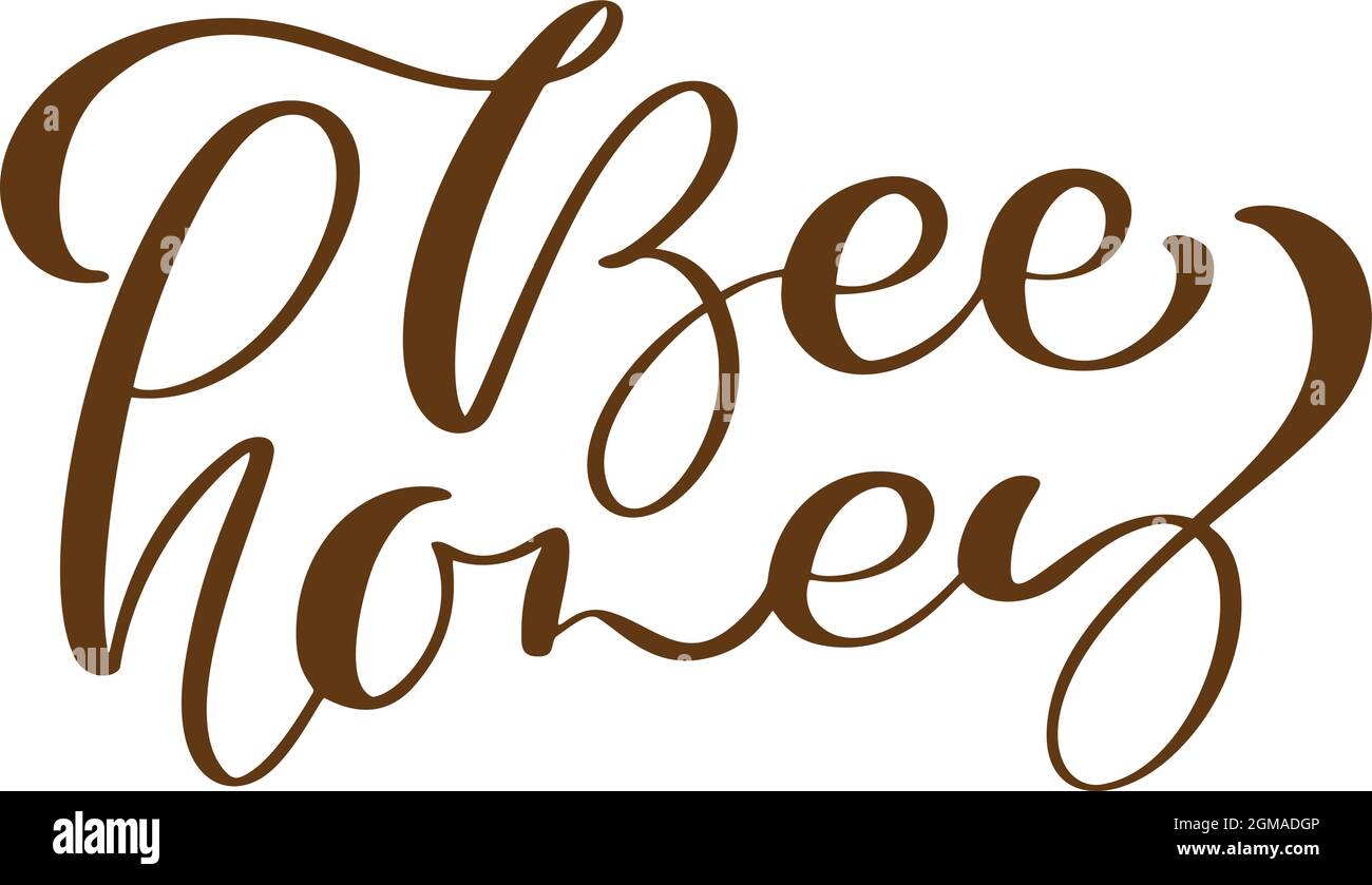 Bee honey calligraphy lettering baby text. Vector hand lettering kids ...