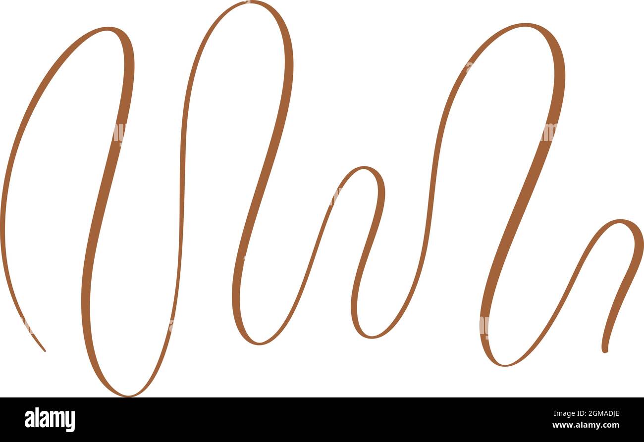 Abstract Vector Wavy calligraphy line. Brown illustration. Element of ...