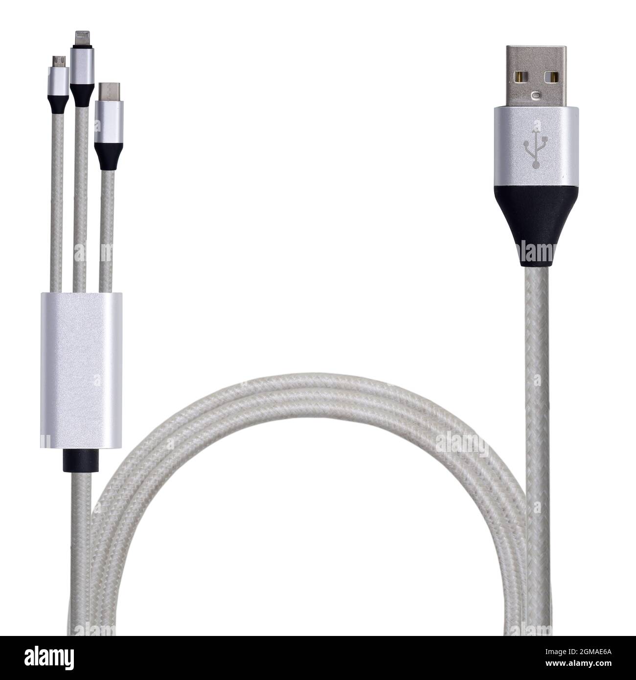 USB Cable Isolated on White Background with Clipping Path Stock Photo ...