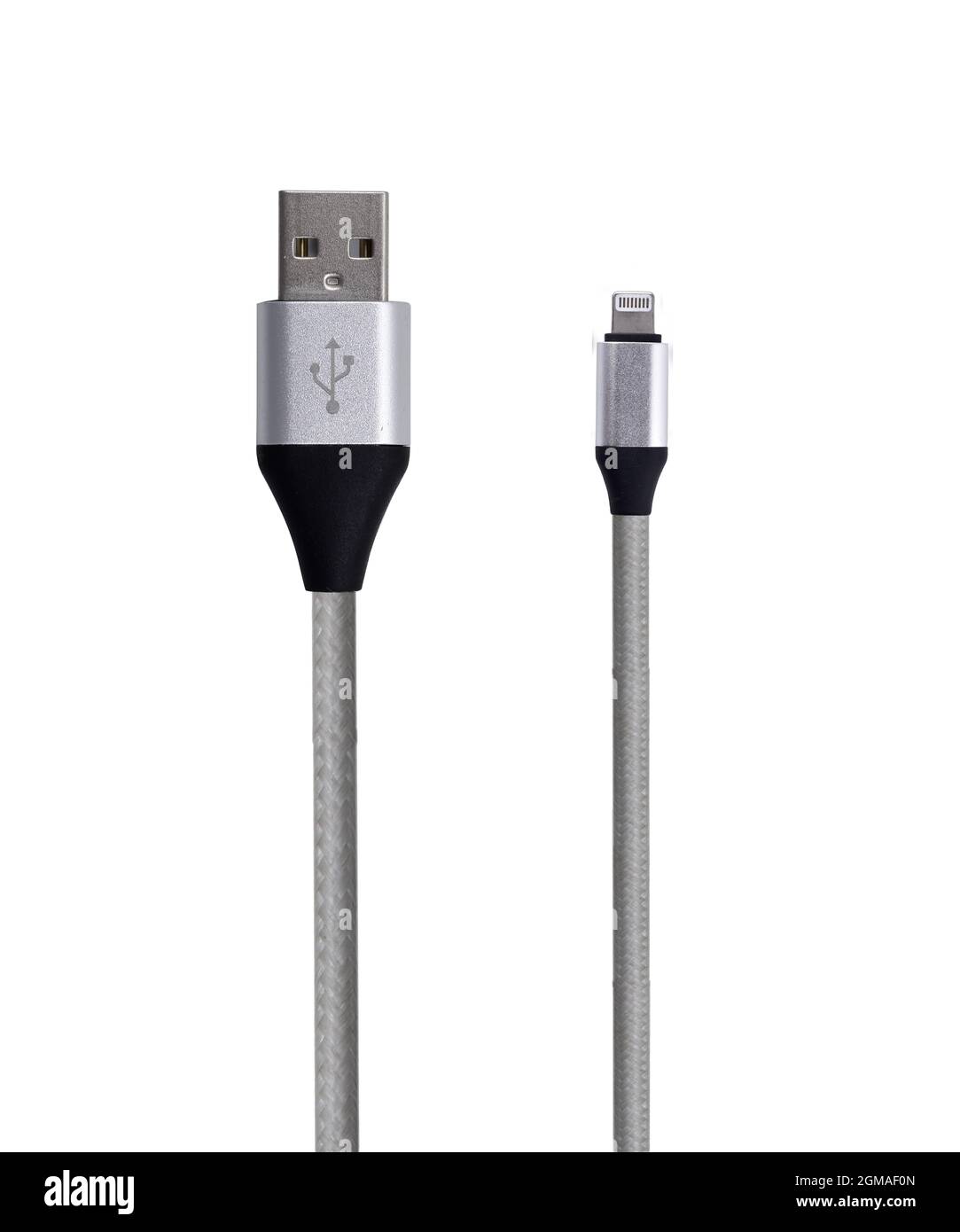 Iphone usb cable isolated on white background Stock Photo - Alamy