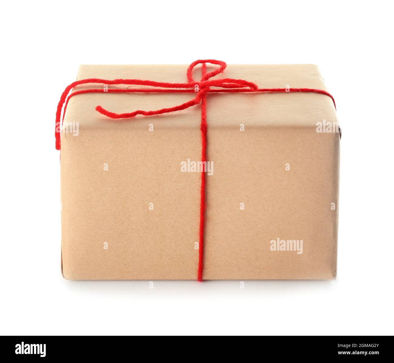 Parcel gift box on white background Stock Photo - Alamy