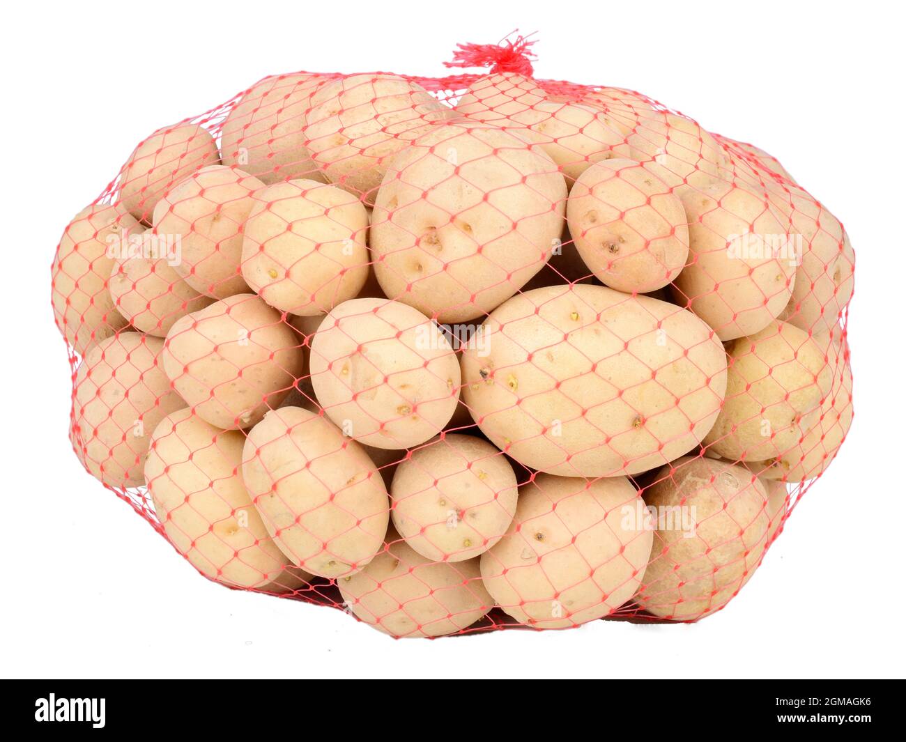 Raw Potato Bag isolated on White Background with Clipping Path Stock ...