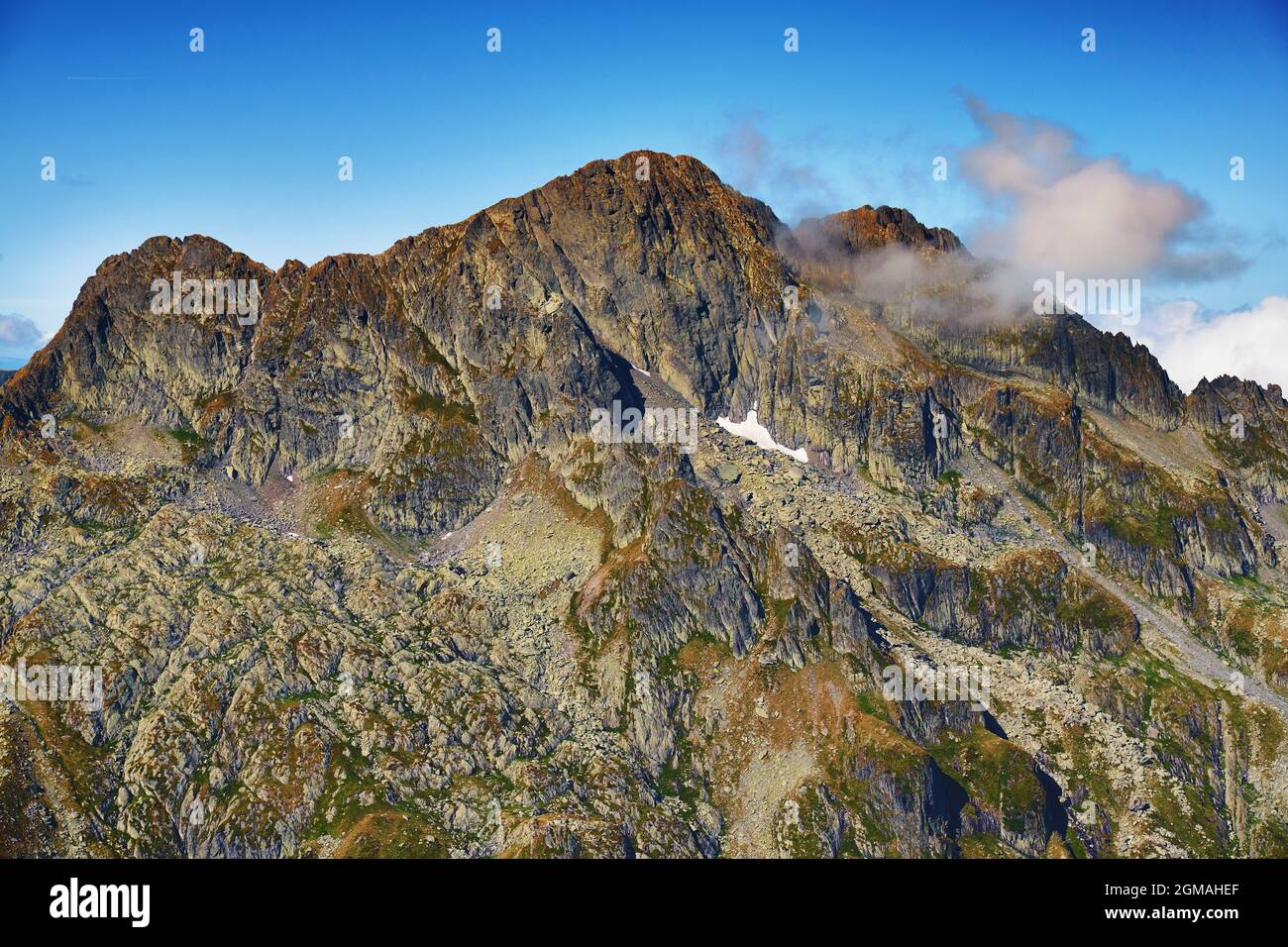Late summer landscape with Negoiu peak, second highest mountain in ...
