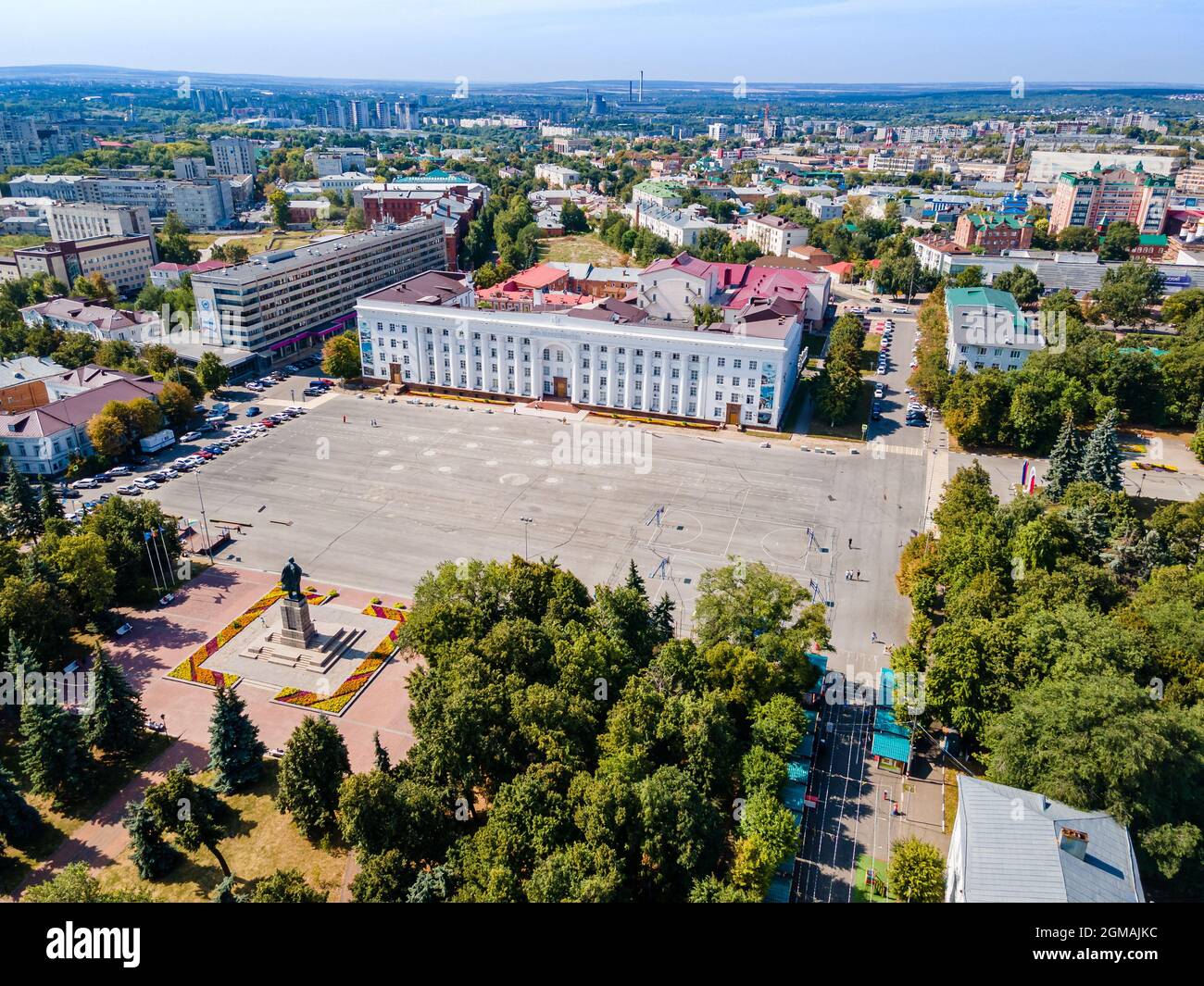 Aerial view of the center of Ulyanovsk, Russia. city panorama from ...